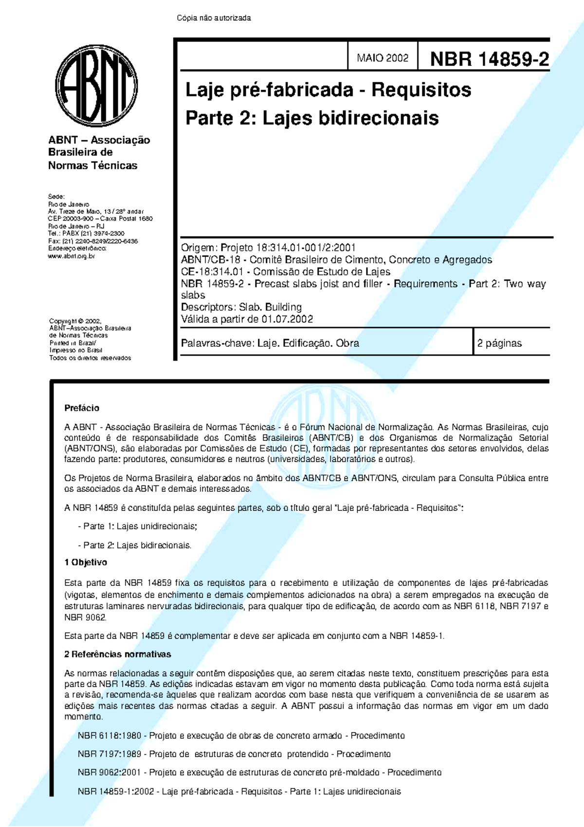 ABNT Associacao Brasileira de Normas Tec - Sede: Rio de Janeiro Av ...