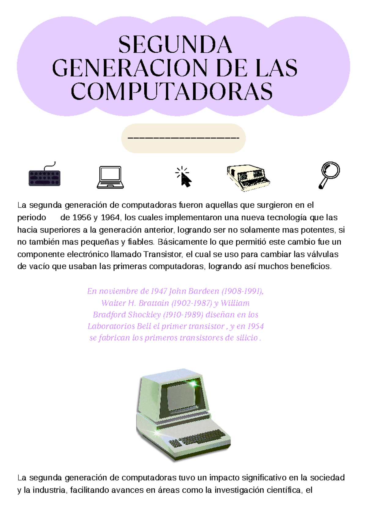 2da generación de computadoras - La segunda generación de computadoras ...