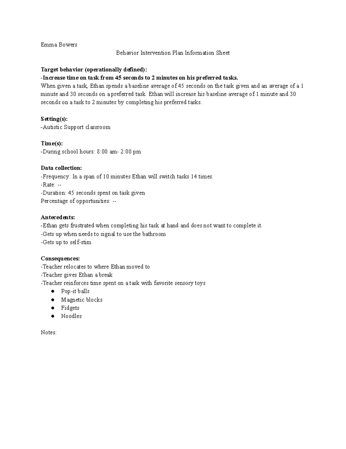 BIP Info sheet - Bloh - Emma Bowers Behavior Intervention Plan ...