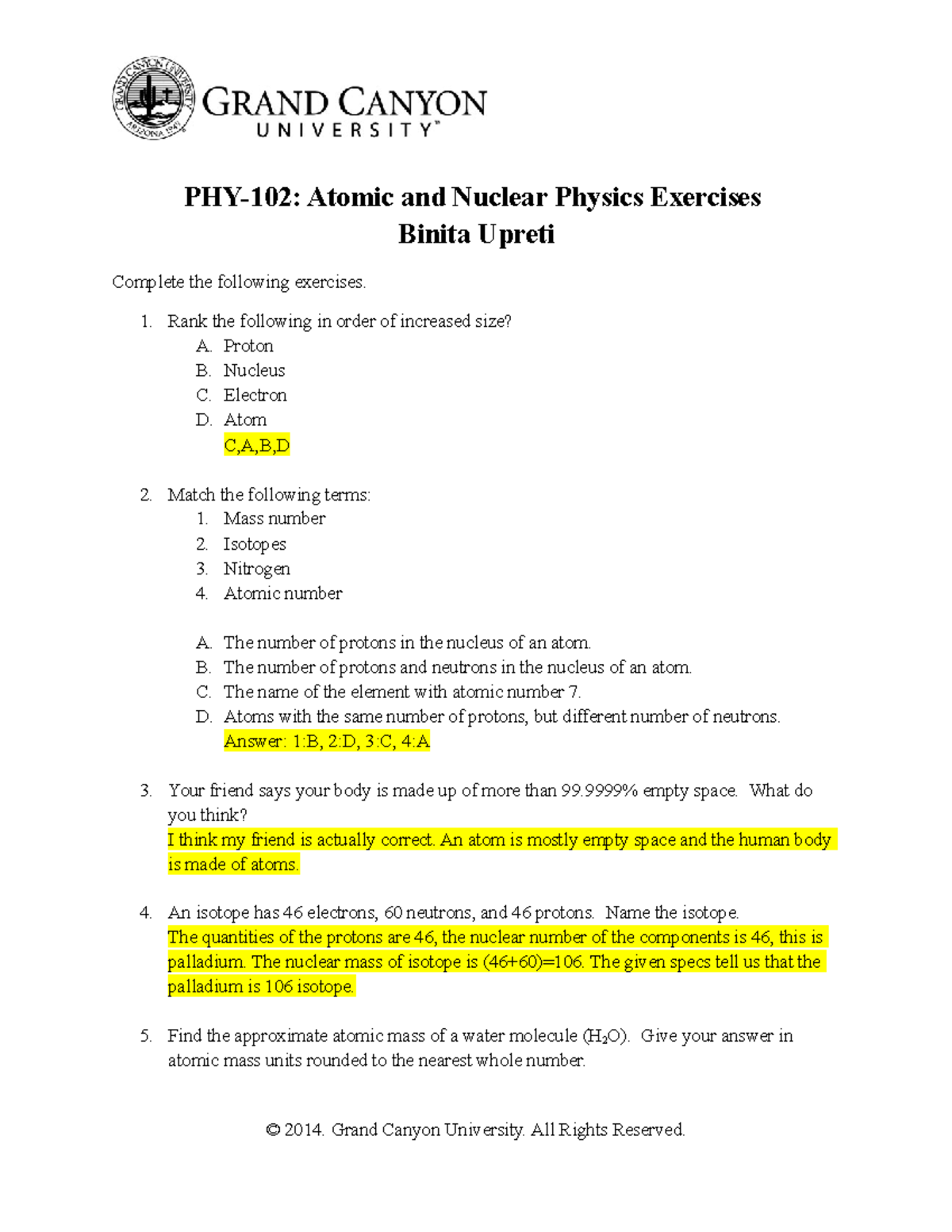 PHY 102 R Atomicand Nuclear Physics Exercises - PHY-102: Atomic and Nuclear Physics Exercises ...
