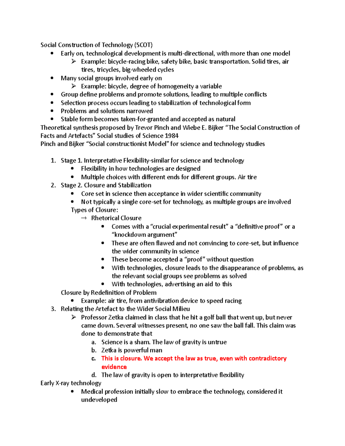 Sociology Exam 2 notes - Social Construction of Technology (SCOT) Early ...
