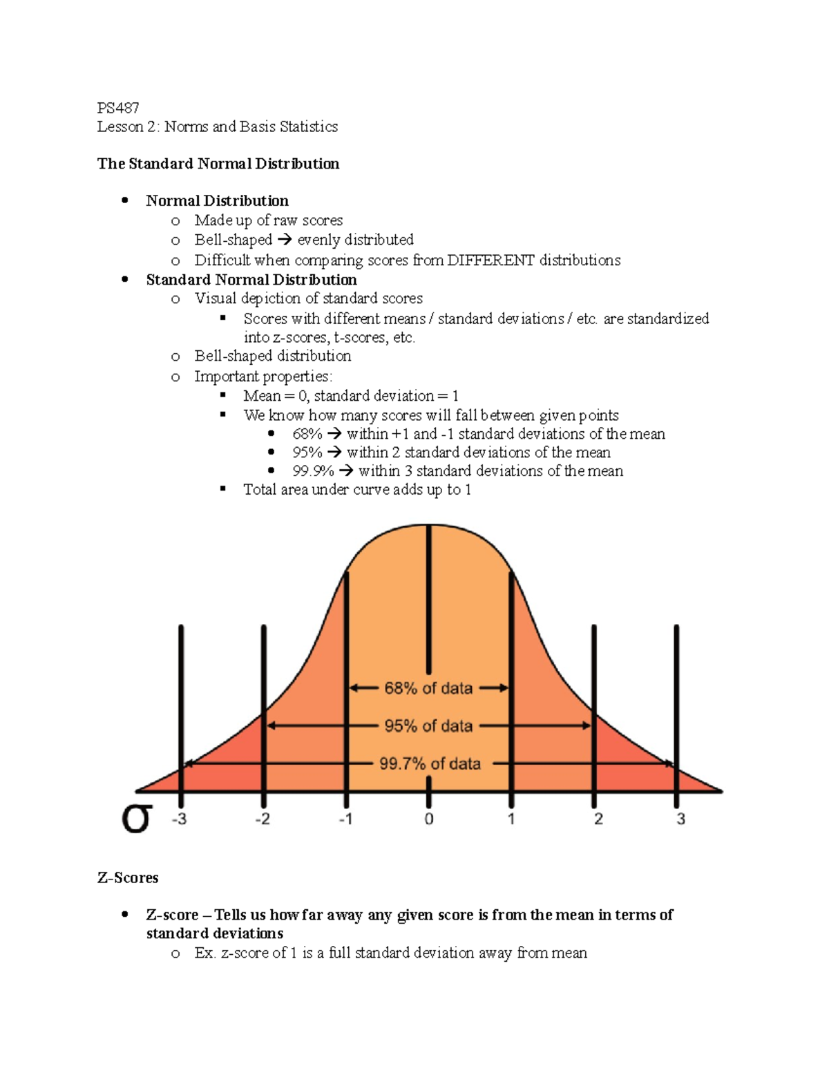 Lesson 2 - PS Lesson 2: Norms and Basis Statistics The Standard Normal ...