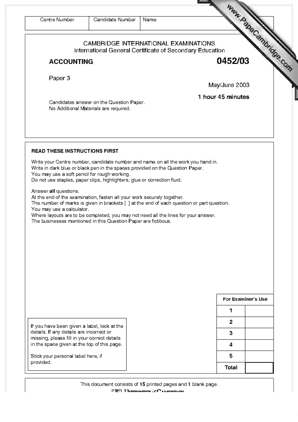 0452 2003 qp 3 - No information - This document consists of 15 printed pages and 1 blank page ...