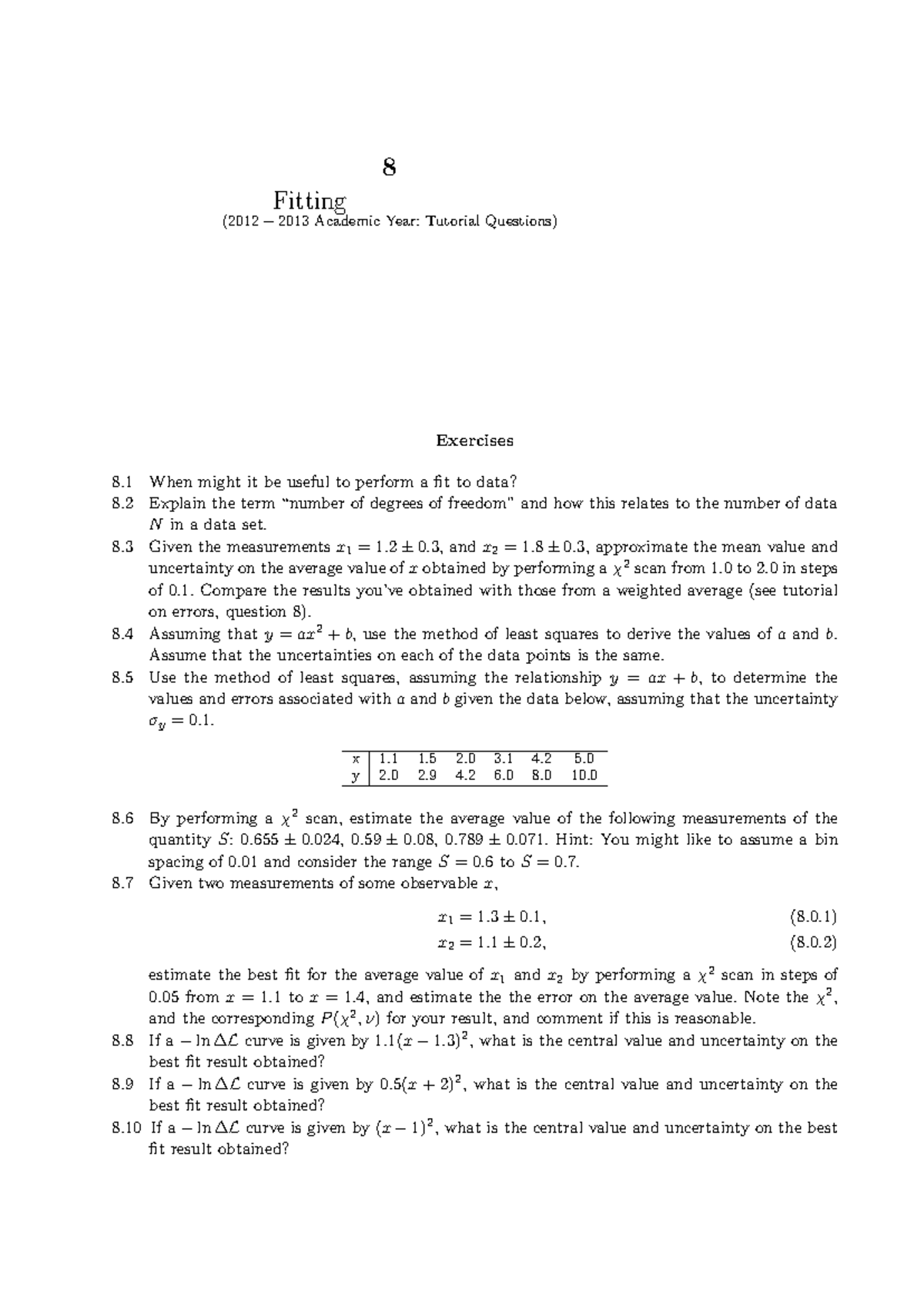 SPA6328 2012-2013 Classwork 8 - 8 Fitting (2012−2013 Academic Year ...