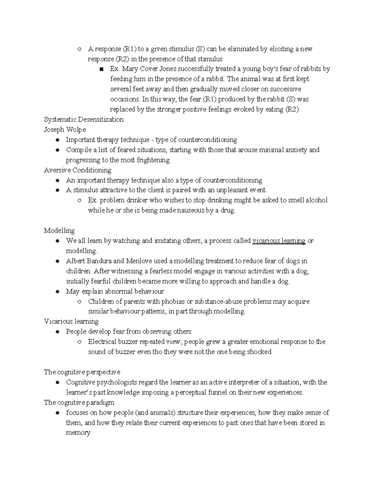 Abnormal psych part-3 - A response (R1) to a given stimulus (S) can be ...