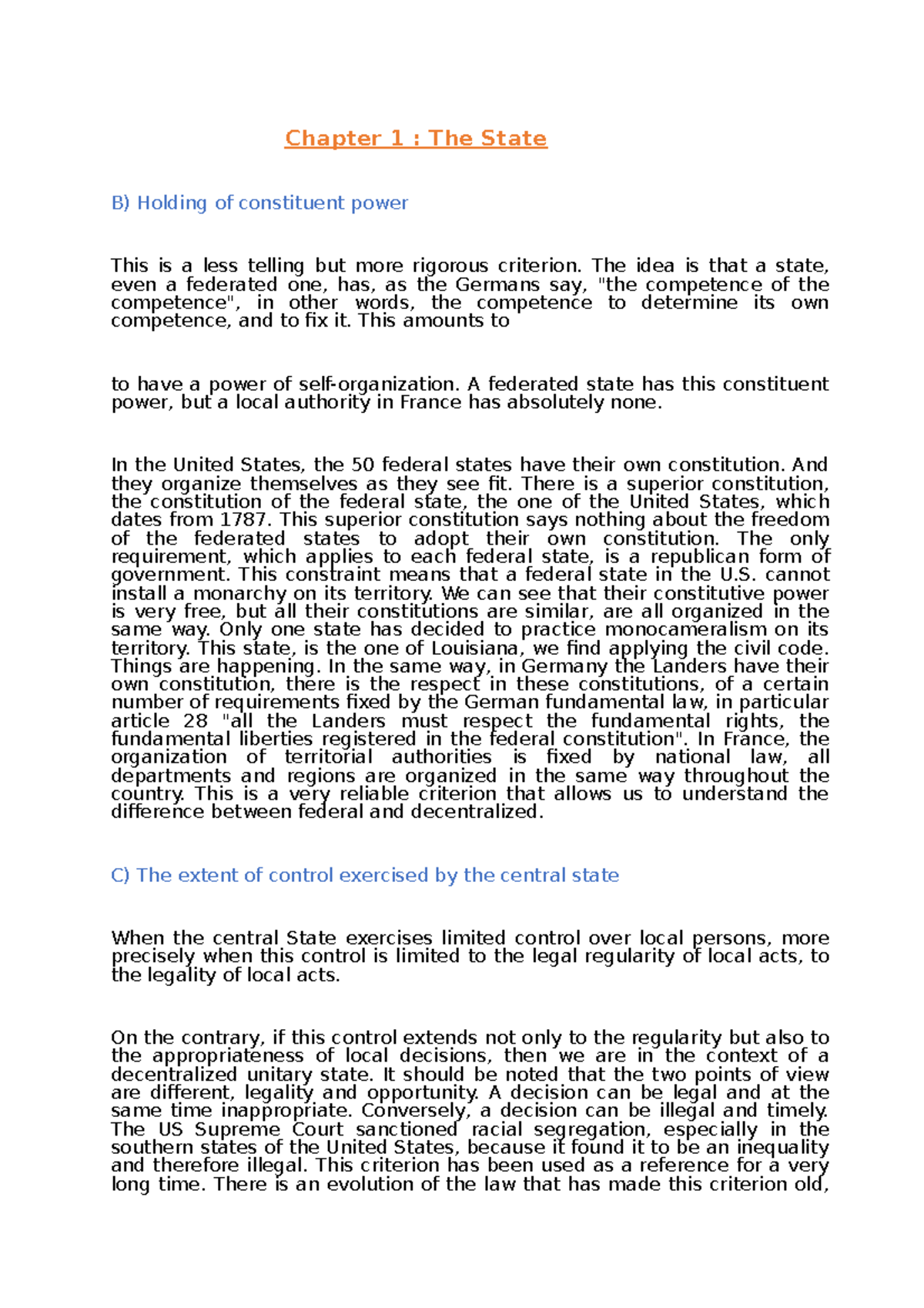 Constitutional Law 5 - Chapter 1 : The State B) Holding of constituent ...
