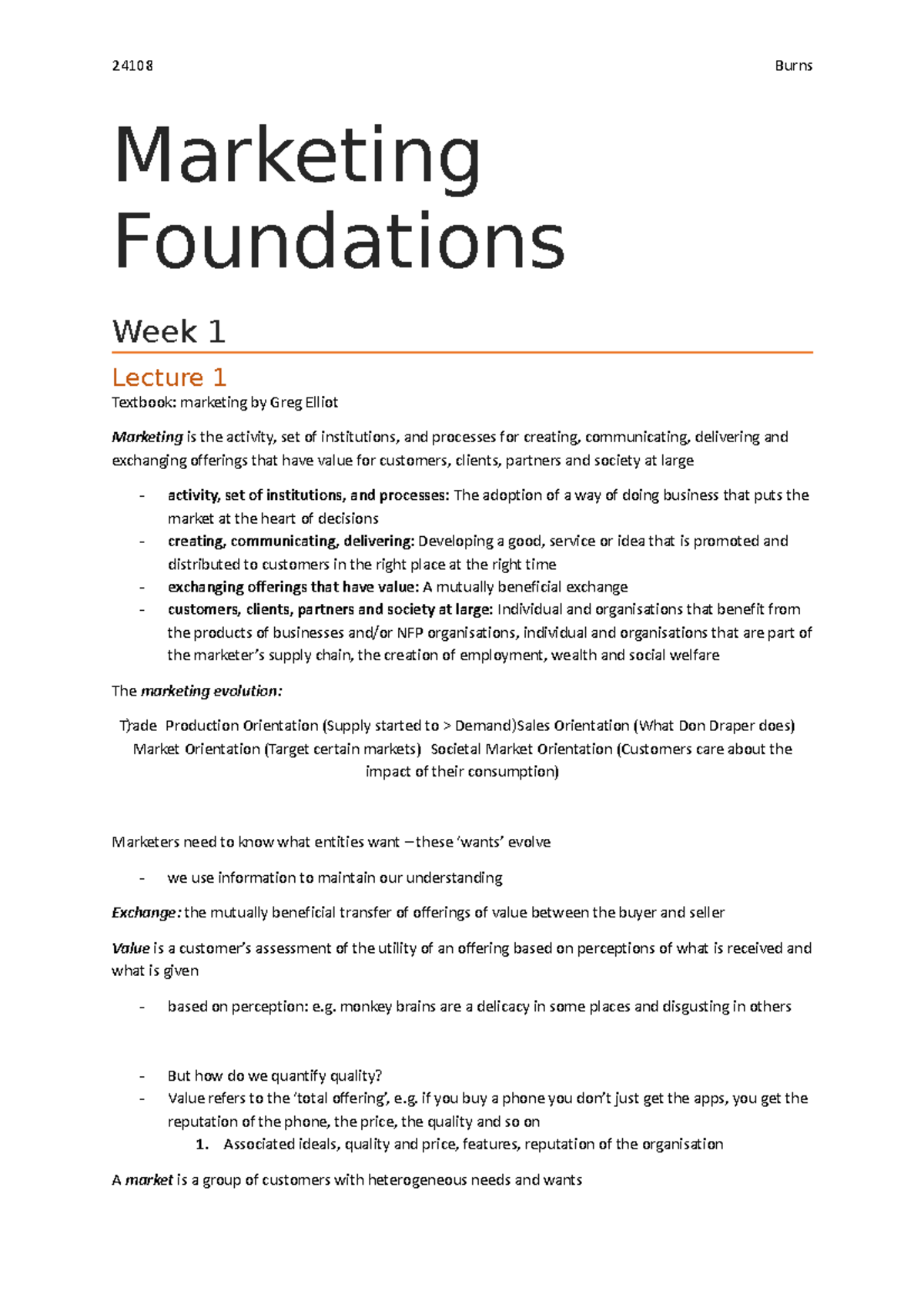 Marketing Notes (Full-Subject) - Marketing Foundations Week 1 Lecture 1 ...