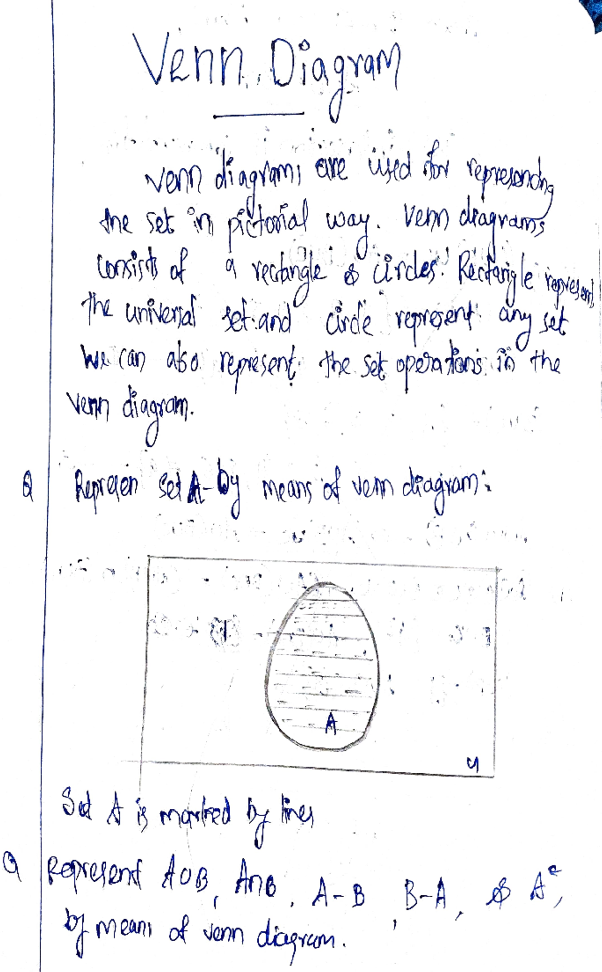 Venn diagram - Statistics notes - Venn Von diagam) ve ujd the set n ...