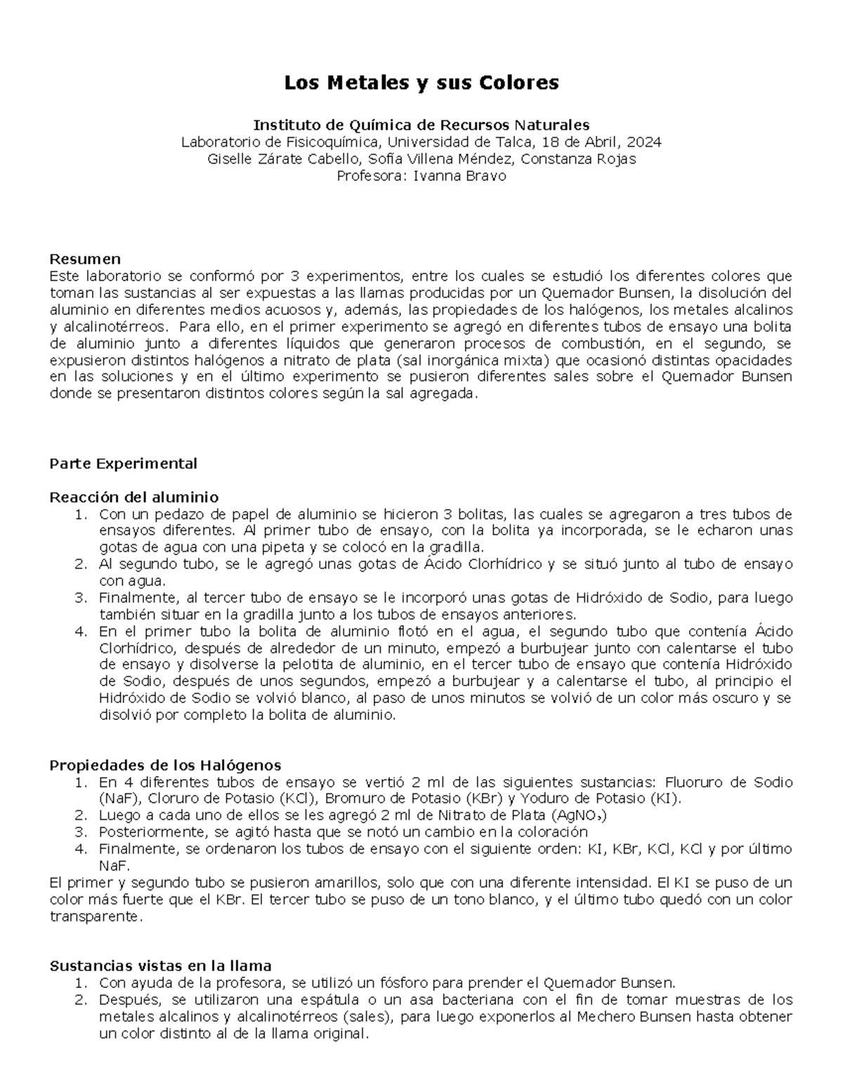 Los metales y sus colores - Los Metales y sus Colores Instituto de ...