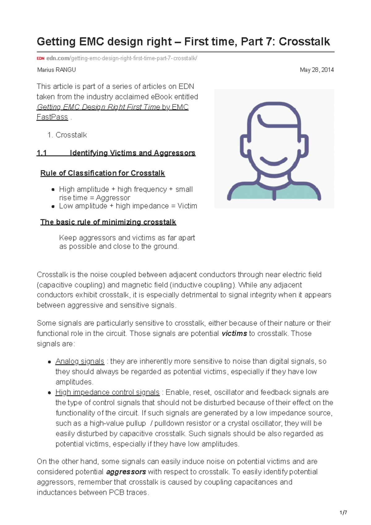 Edn.com-Getting EMC design right First time Part 7 Crosstalk - Marius RANGU May 28, 2014 Getting ...