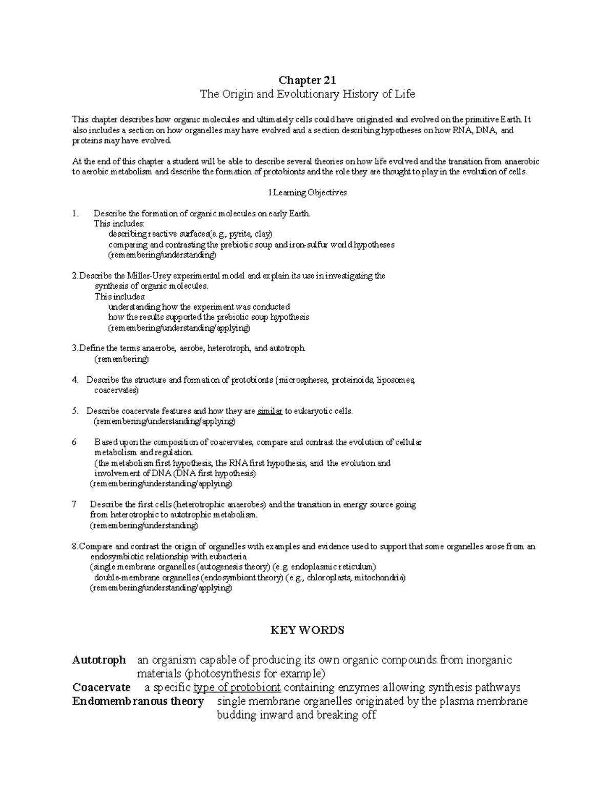 Chap 21-SM23 - DR YOST - Chapter 21 The Origin and Evolutionary History ...