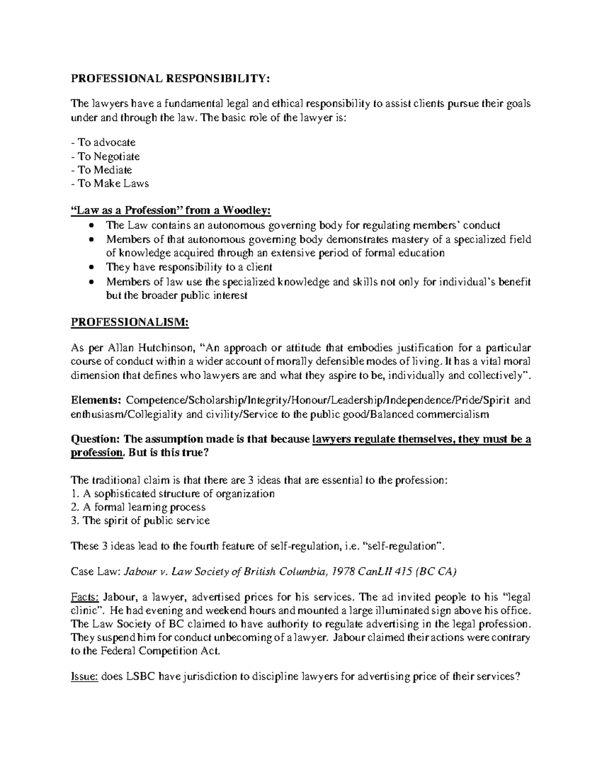 Professional Responsibility - Introduction Notes (NCA) - PROFESSIONAL ...