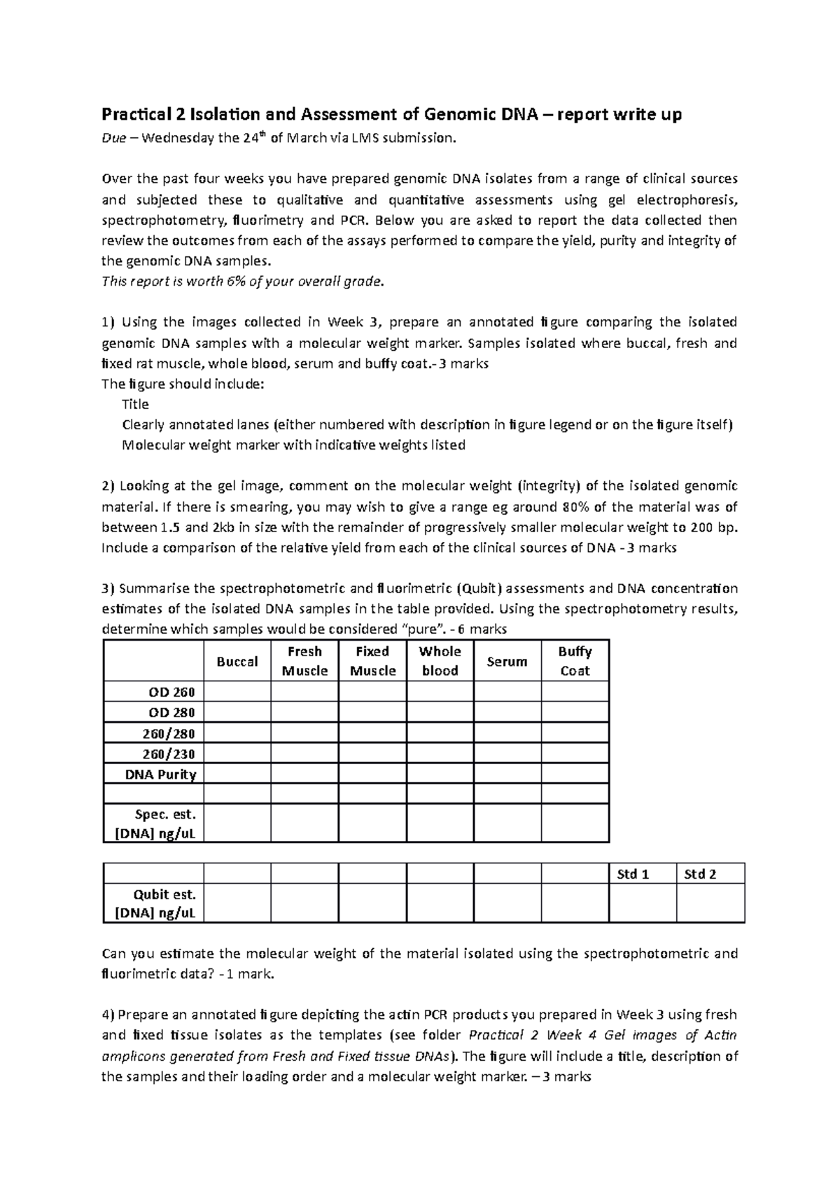 Practical 2 Genomic DNA report instructions 2021 - Practical 2 ...