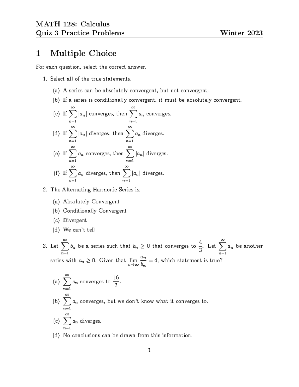 Quiz 3 Practice Problems - Quiz 3 Practice Problems Winter 2023 1 ...
