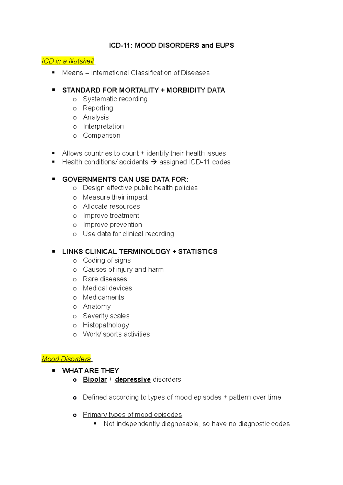 ICD-11, Mood Disorders and EUPD - ICD-11: MOOD DISORDERS and EUPS ICD ...