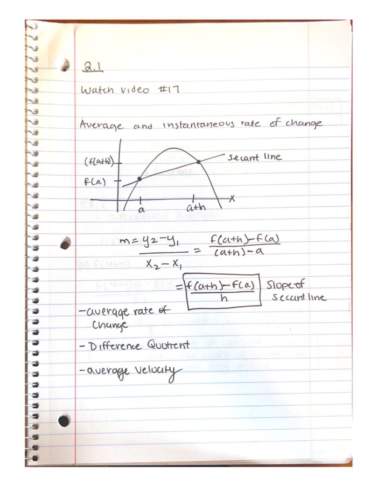 Secant line - Math 142 Lecture notes - MATH 142 - Studocu
