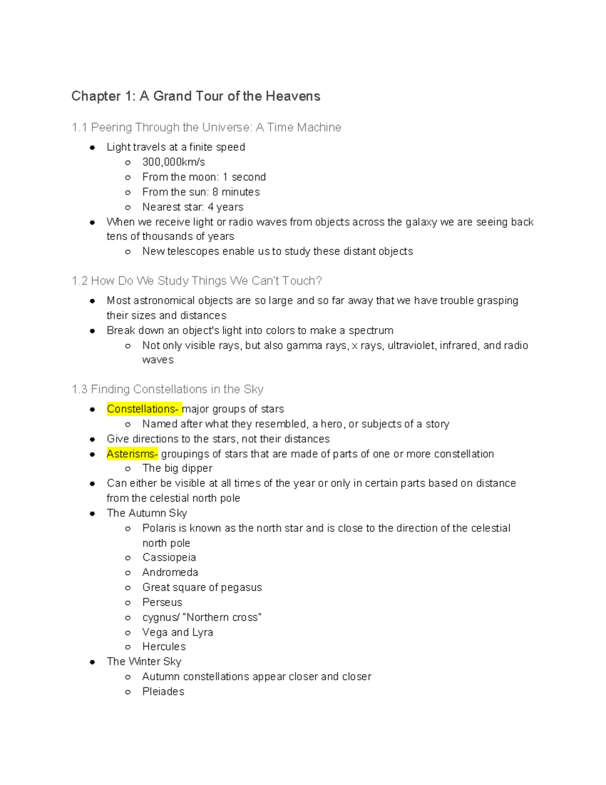 The Cosmos Textbook Notes - Chapter 1: A Grand Tour of the Heavens 1 ...