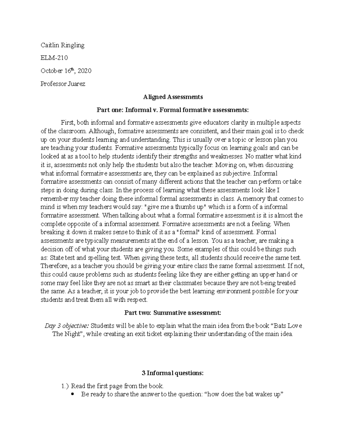 Aligned Assessments 1 - ELM-470 - GCU - Studocu