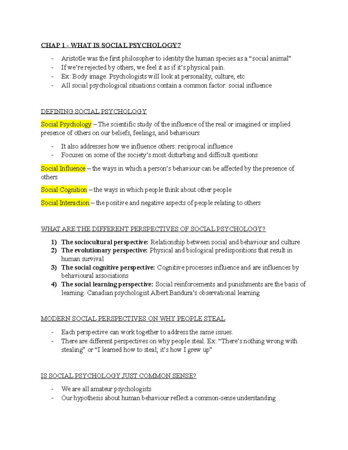 Psychology 2800 - What is Social Psychology - CHAP 1 - WHAT IS SOCIAL ...