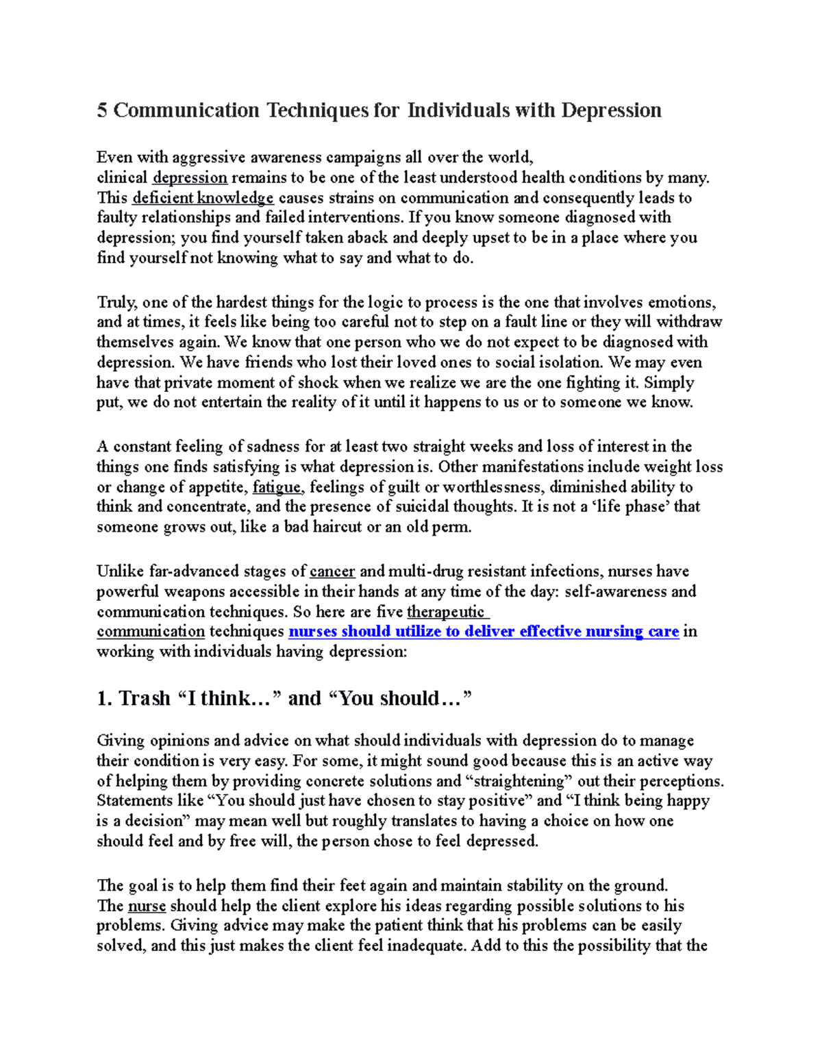 5 Communication Techniques for Individuals with Depression - This ...