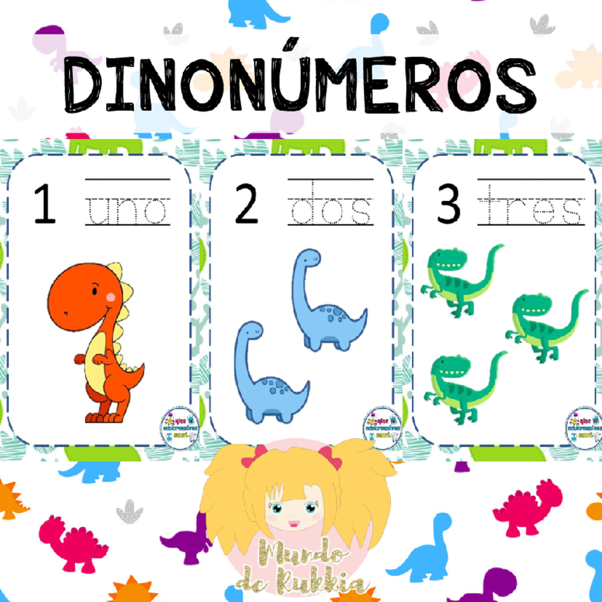 Dino1 - materail - DINONÚMEROS 1 uno 2 OOS 3 res kits kies educreasives ...