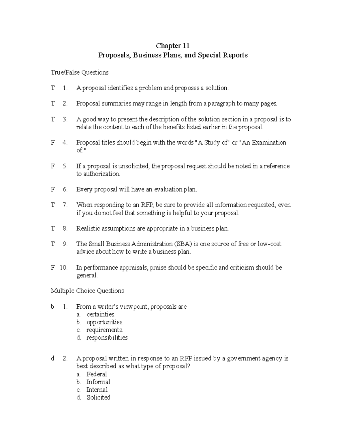 Chapter 11 - Proposals, Business Plans, and Special Reports - Chapter ...