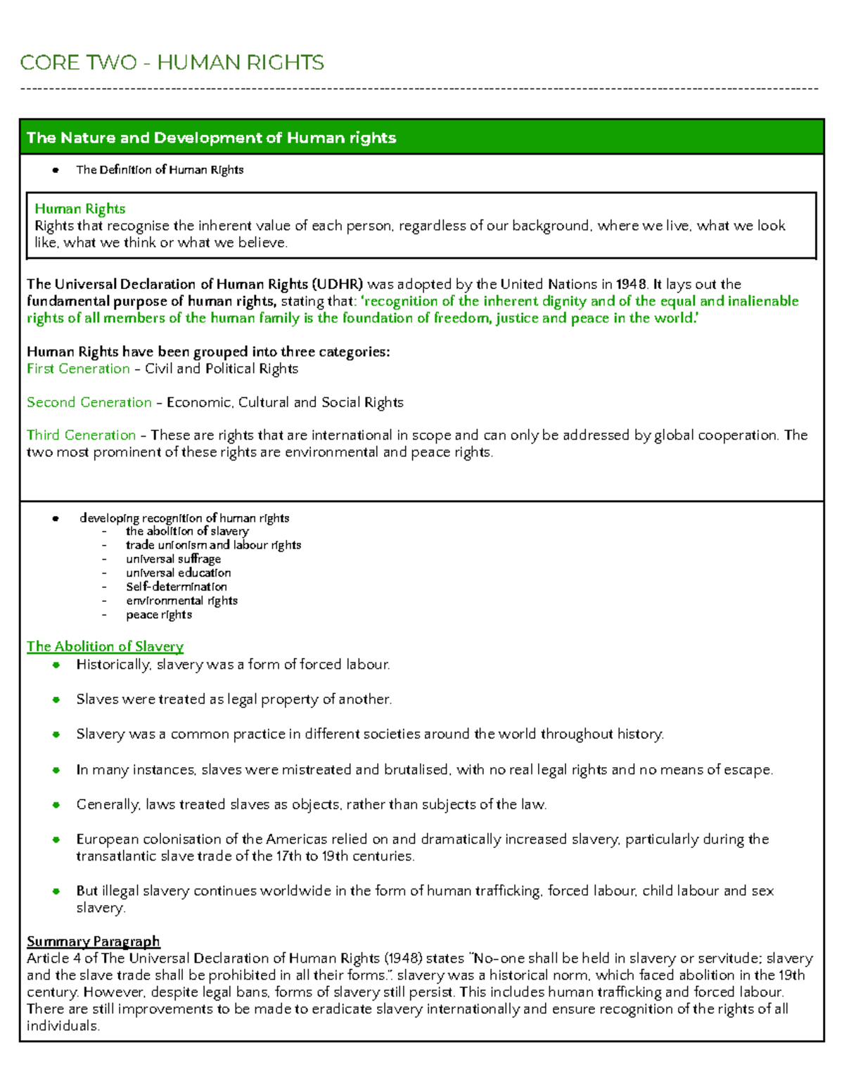 Human Rights Notes - The Nature and Development of Human rights The ...