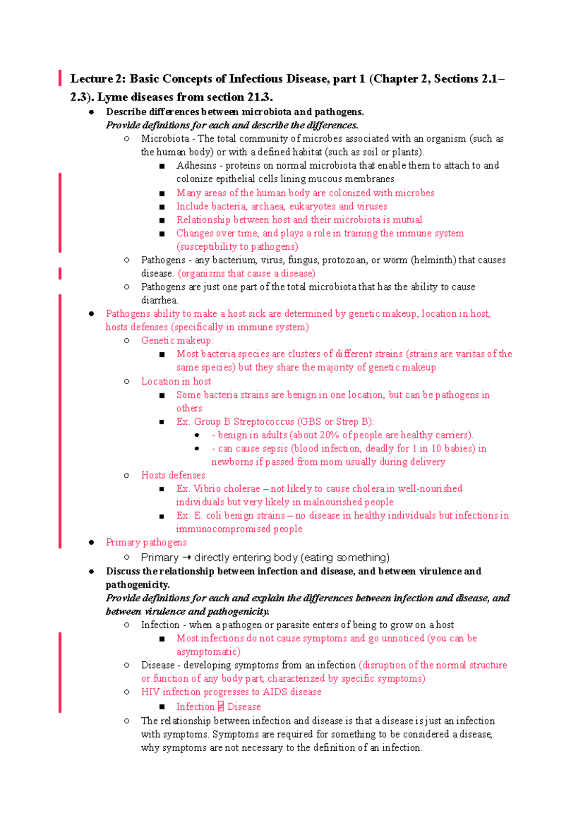 Lecture 2 -Basic Concepts of Infectious Disease, part 1 - Lyme diseases from section 21 ...