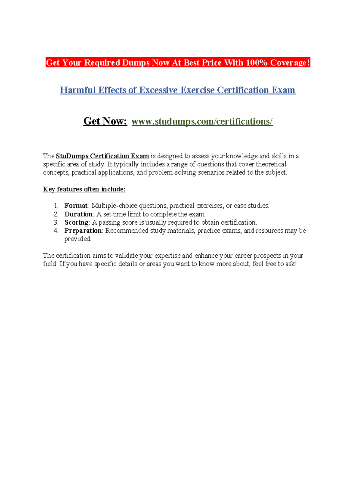 Harmful Effects of Excessive Exercise Certification Exam - Get Your ...