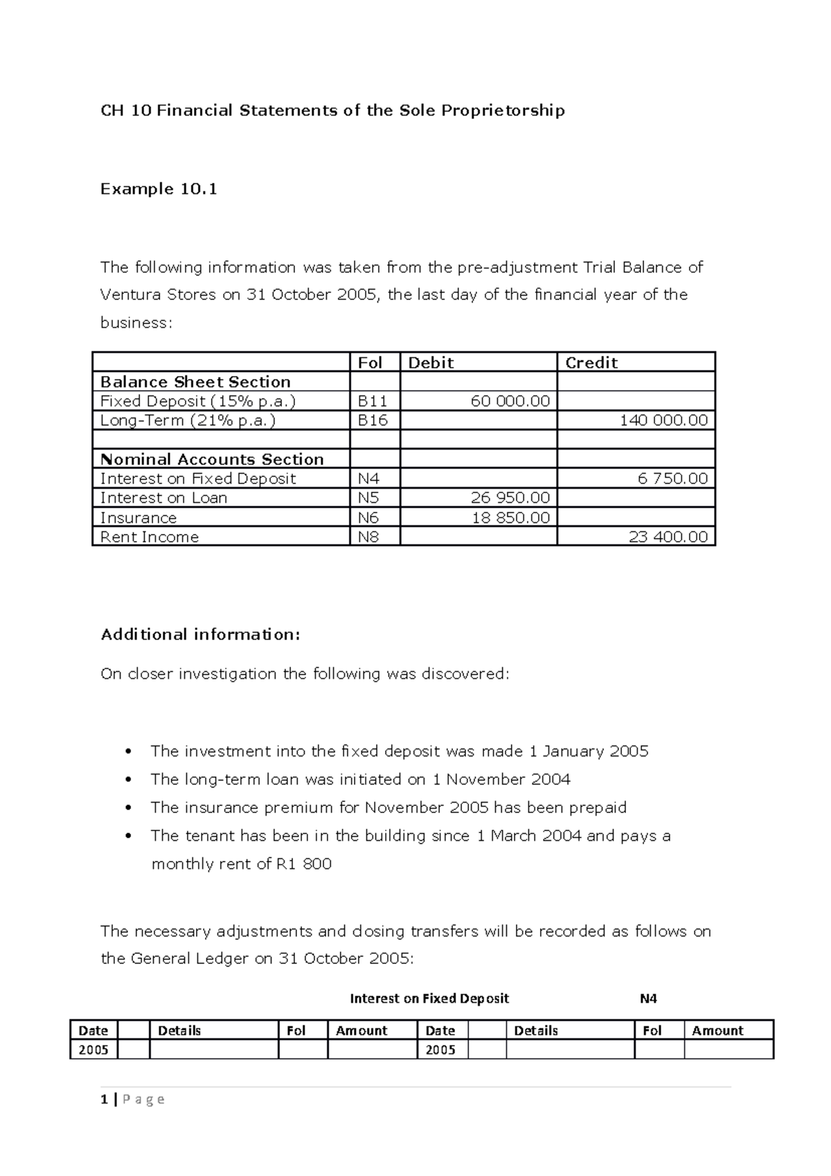 CH 10 Workbook - CH 10 Financial Statements of the Sole Proprietorship ...