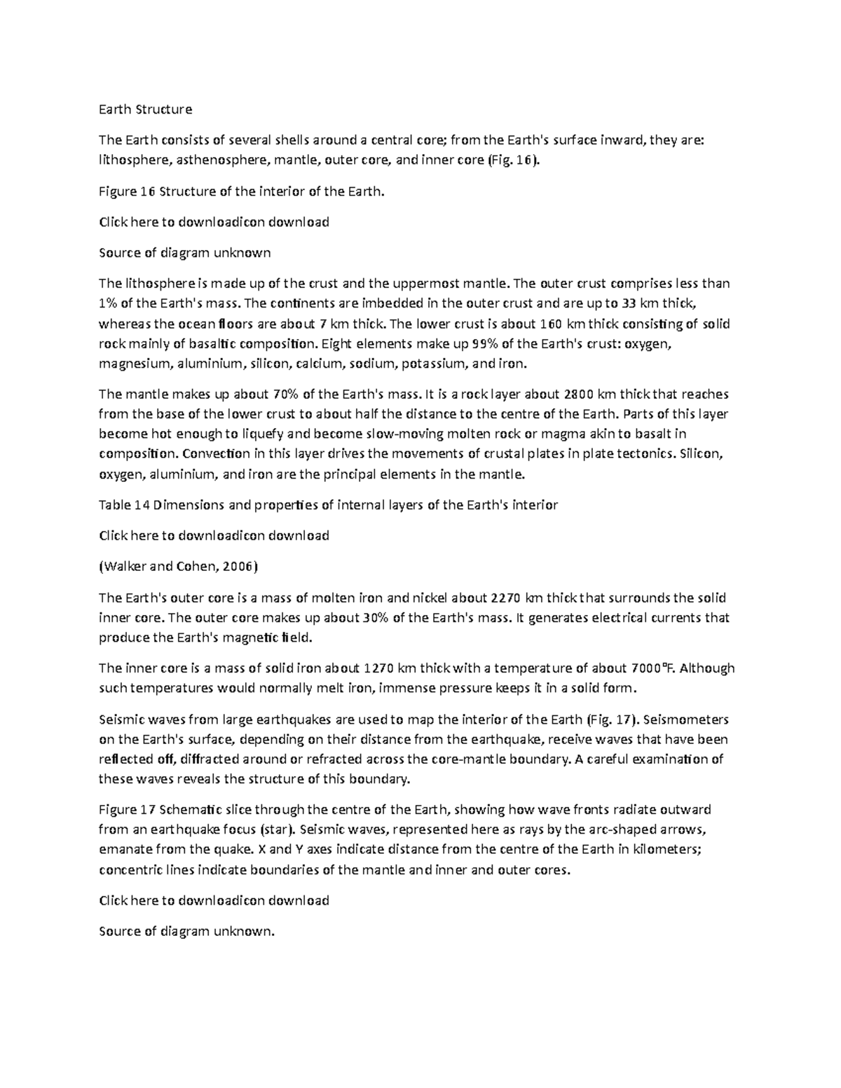 Earths structures notes - Earth Structure The Earth consists of several ...