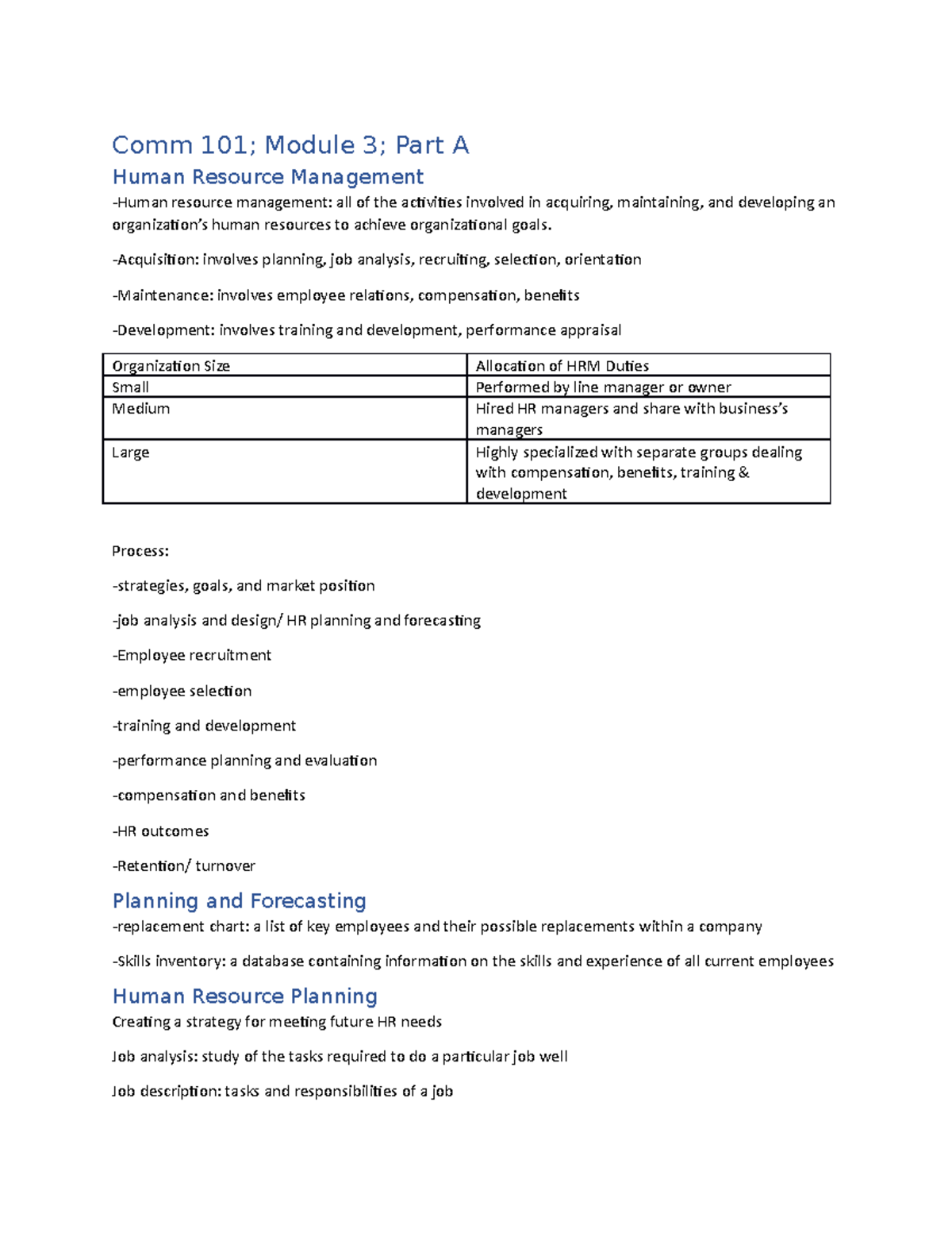 Comm 101 Module 3 - Lecture notes 3 - Comm 101; Module 3; Part A Human ...