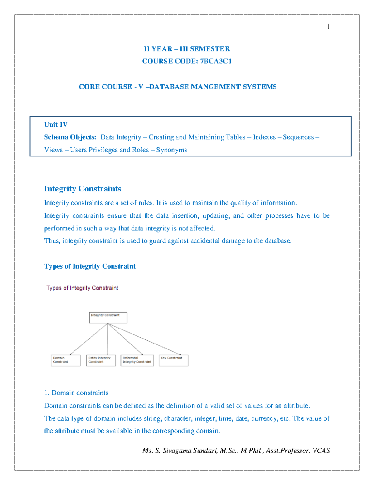 Unit 4 Dbms Database Management Notes Ii Year Iii Semester Course Code 7bca3c Core Course