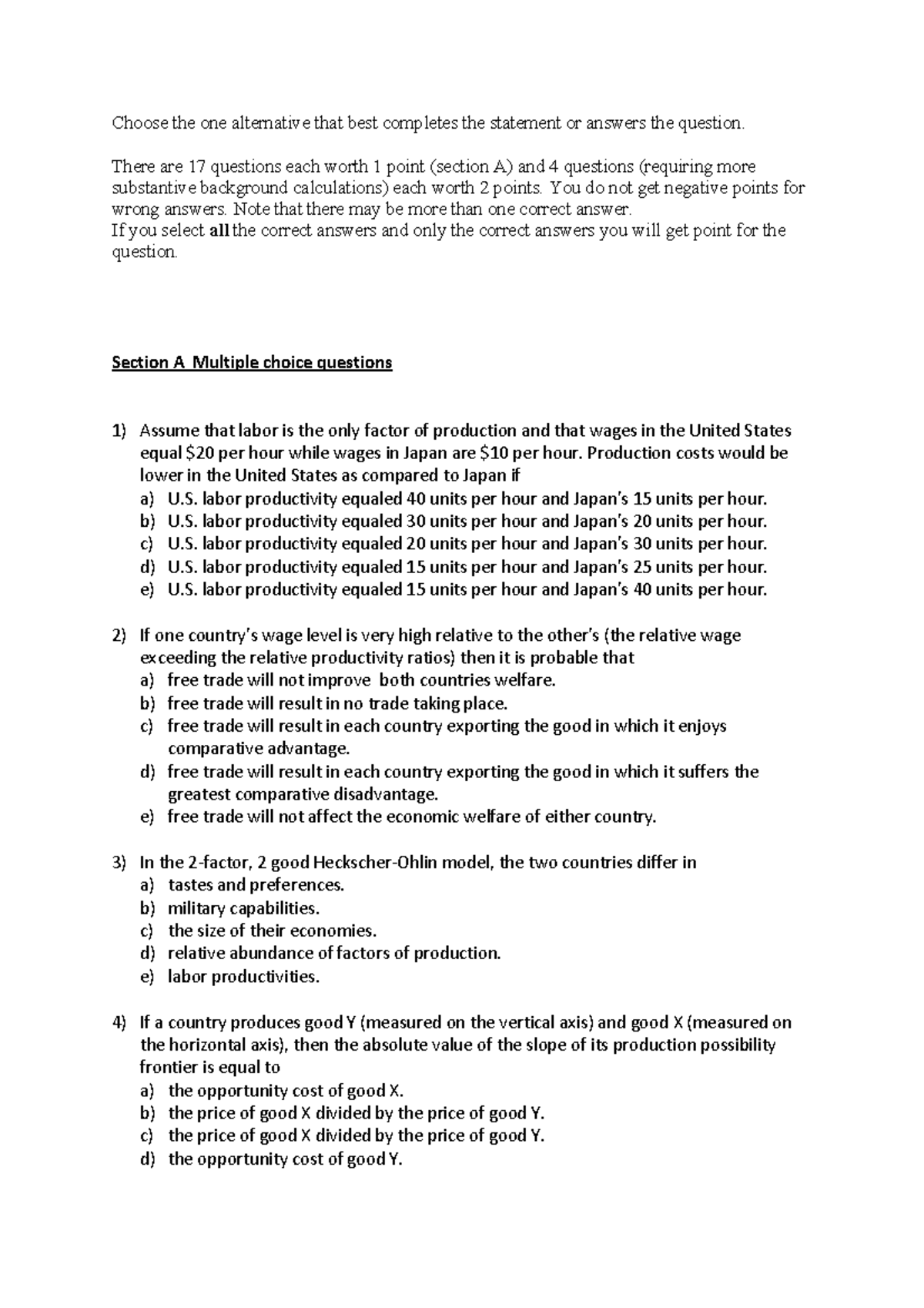 Mock Exam - mock exam - Choose the one alternative that best completes ...