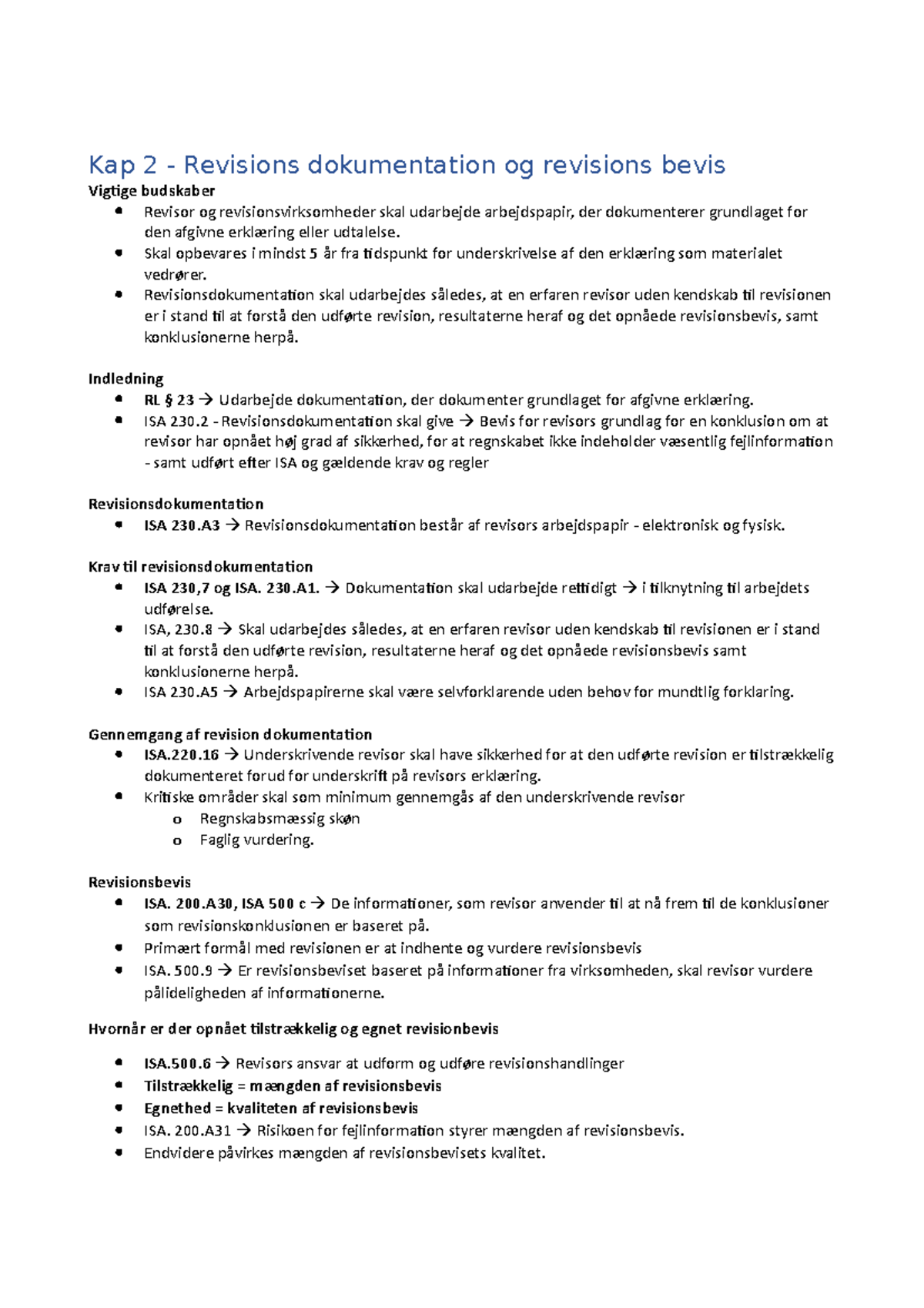 Kap 2 Revisionsbevis og revisionsdokumentation - Kap 2 - Revisions ...