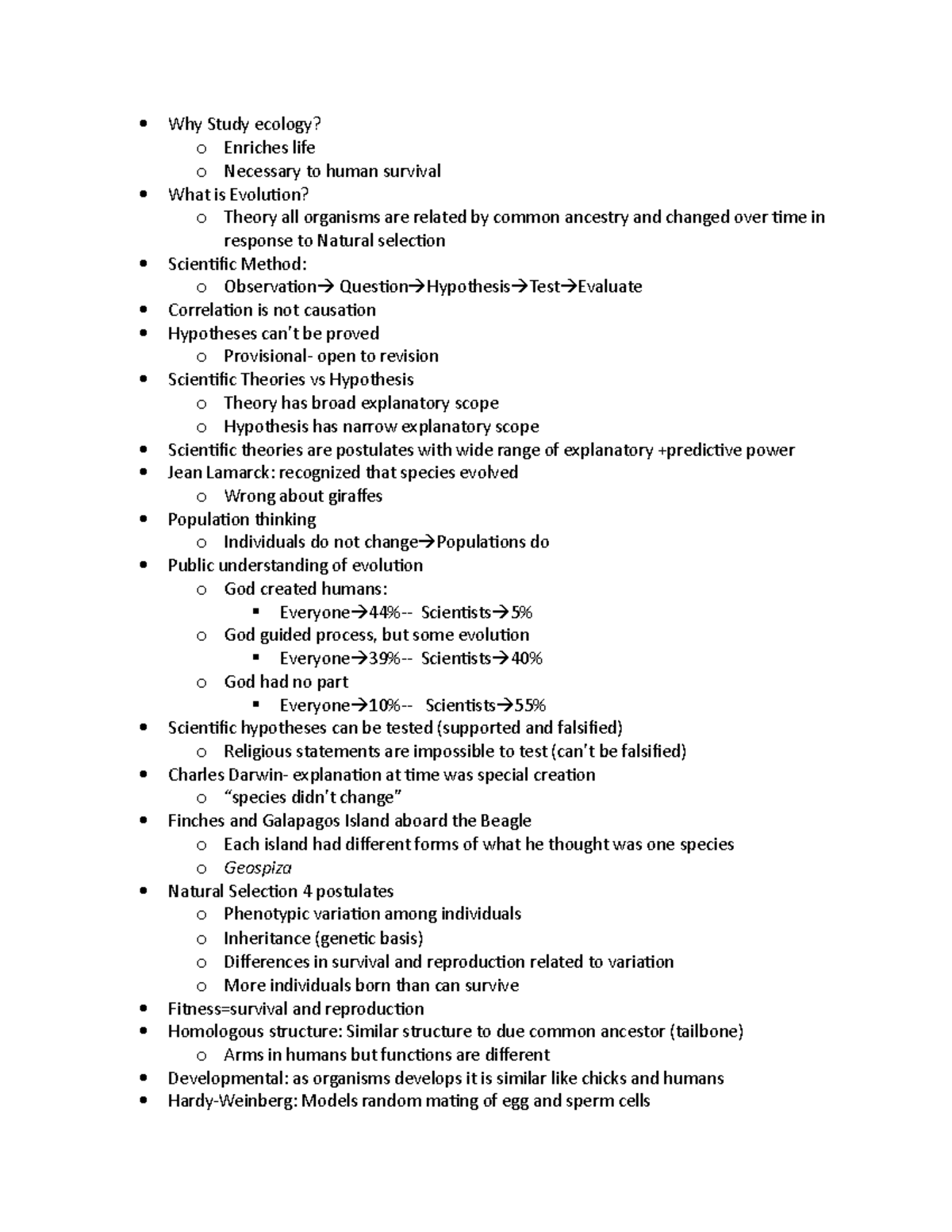 Ecology Test 1-Study Guide - Why Study ecology? o Enriches life o ...