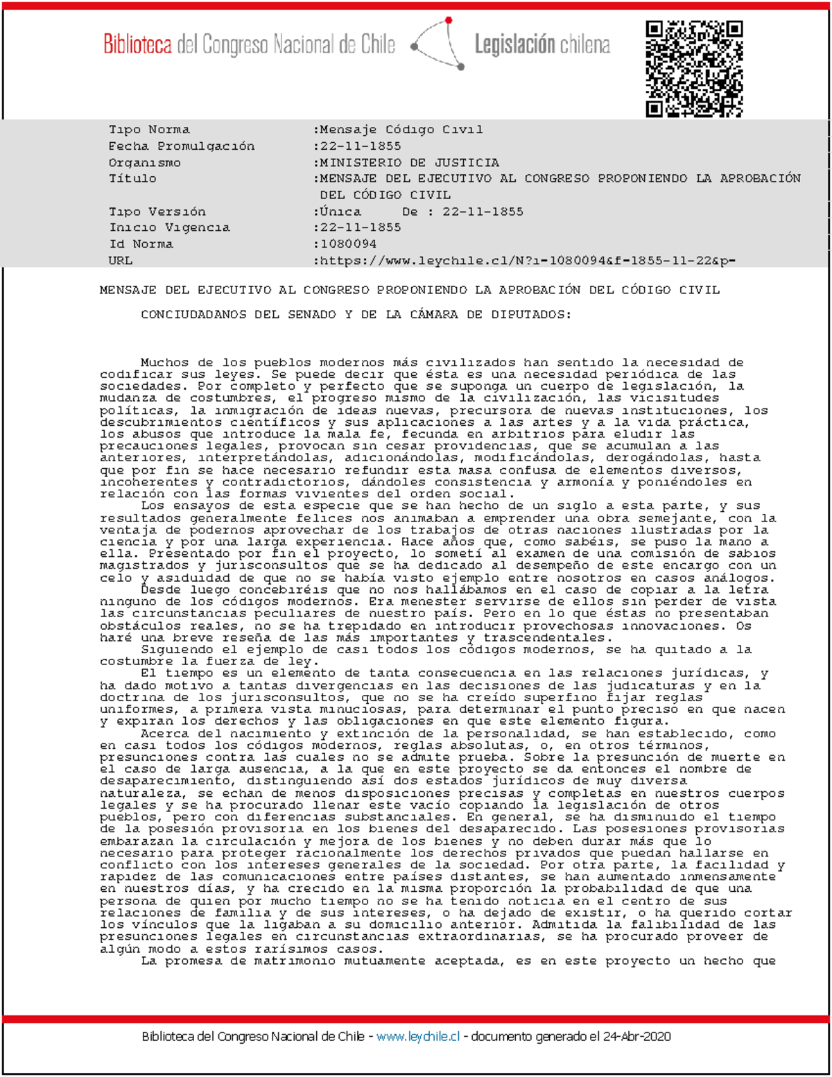 Mensaje Código Civil/ DERECHO ROMANO UNIVERSIDAD CATÓLICA DEL NORTE ...