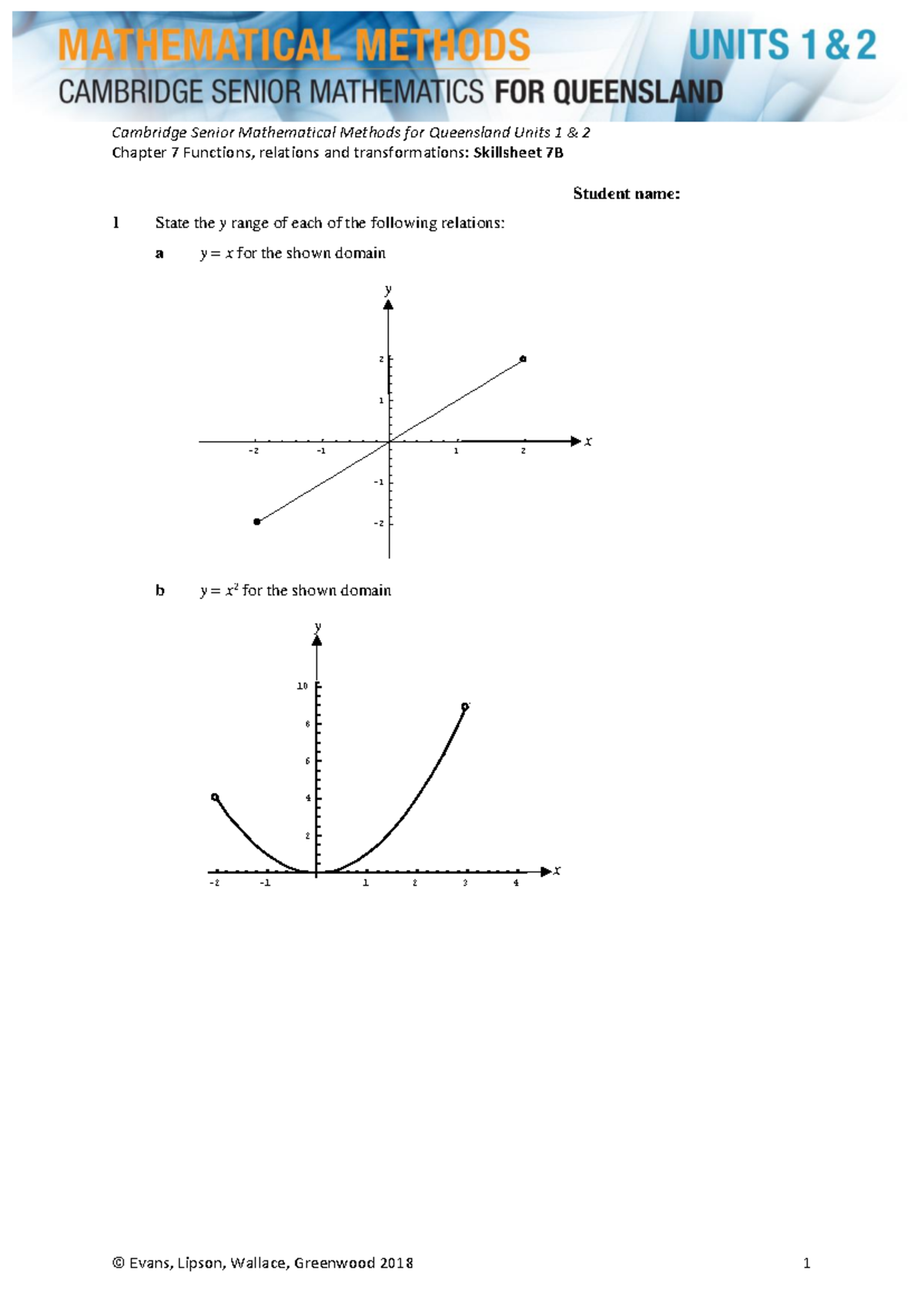 Skillsheet-7B - Relations, Domain and Range - Chapter 7 Functions ...