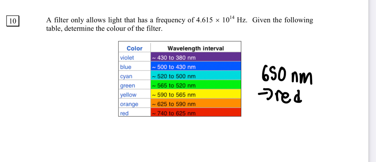 IMG 1821 - Problem - 10 A filter only allows light that has a frequency ...