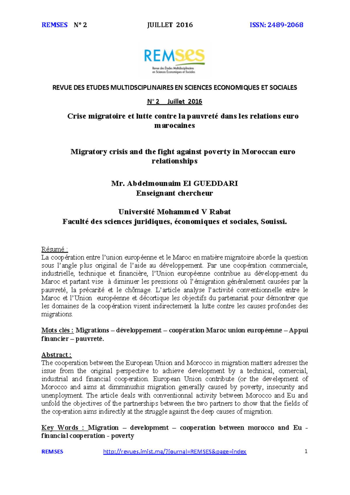 5309 14783 1 PB - REVUE DES ETUDES MULTIDSCIPLINAIRES EN SCIENCES ...