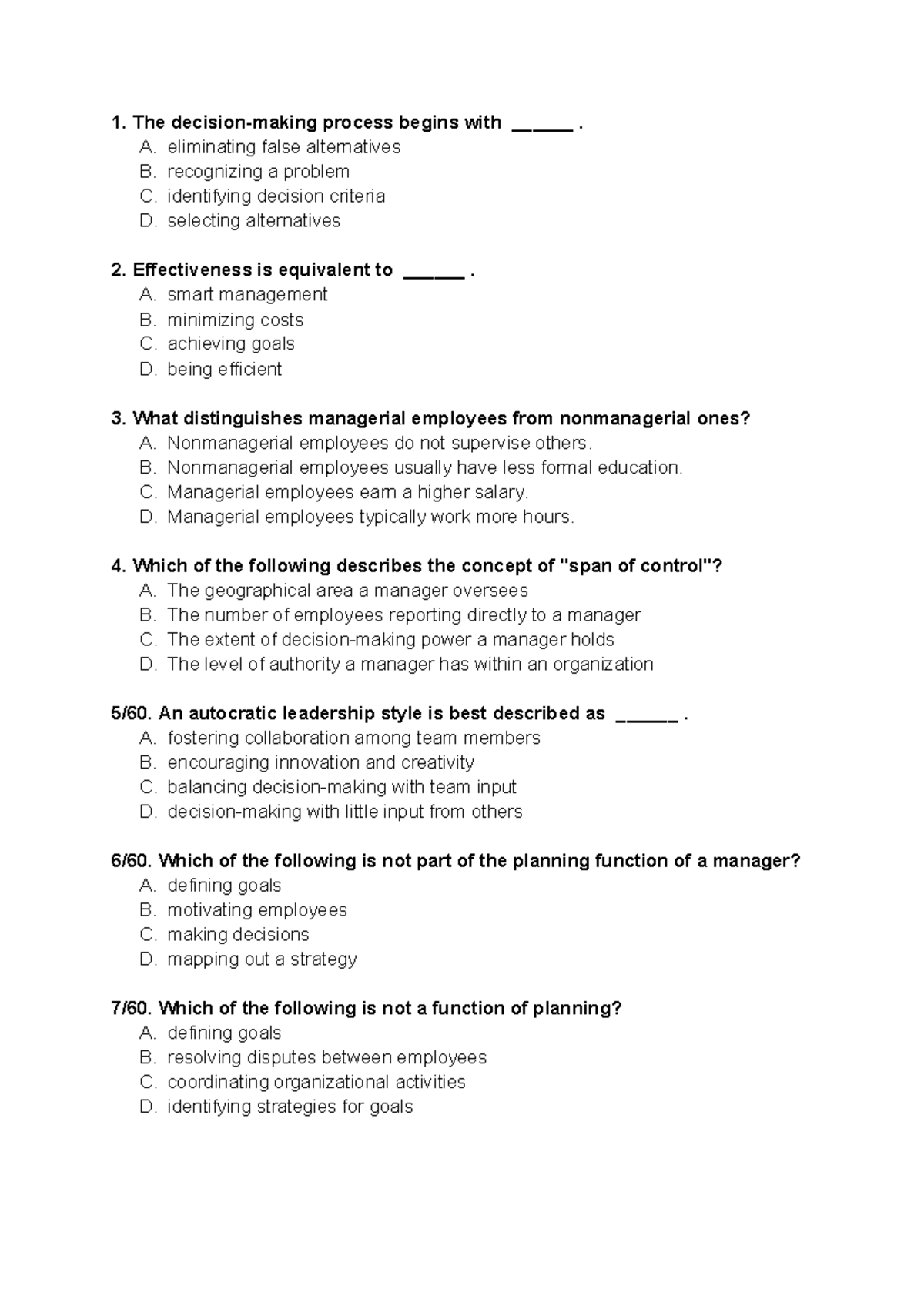 QTH - HUMAN RESOURCES - The decision-making process begins with ...