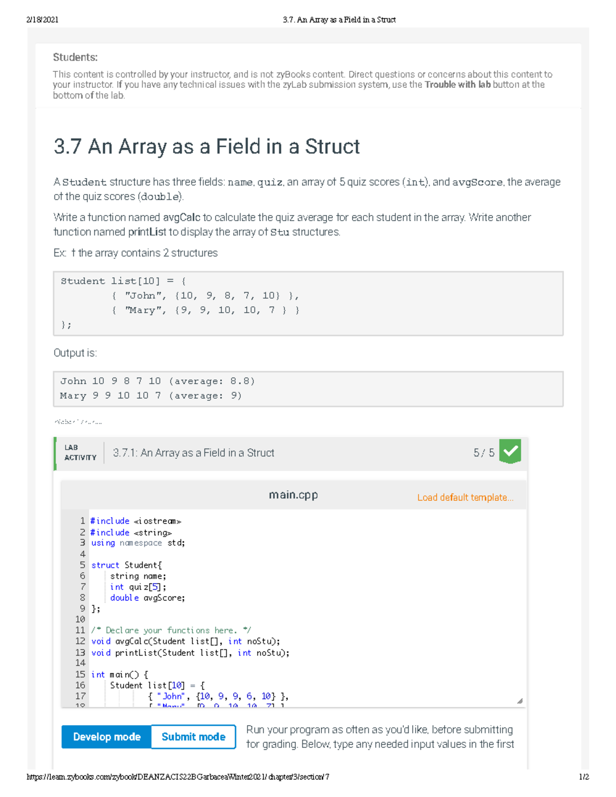 37 An Array As A Field In A Struct 2182021 3 An Array As A Field