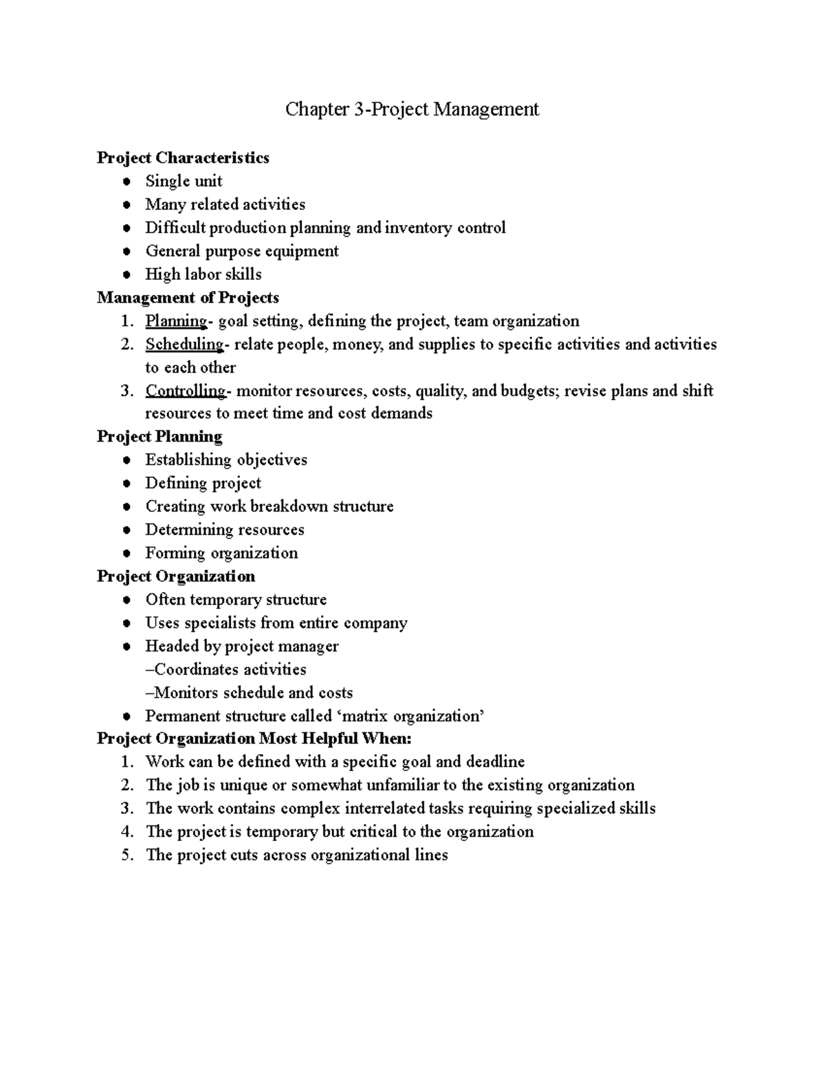 Chapter 3 - Project management - Chapter 3-Project Management Project ...