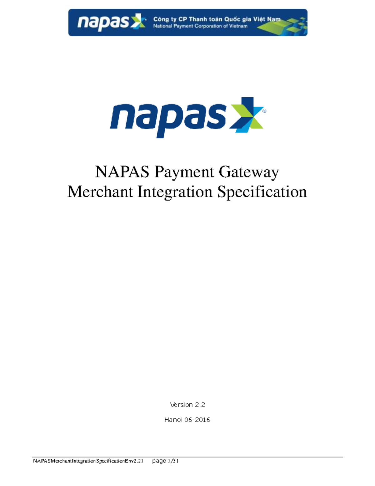 Napas Merchant Integration Specification - NAPAS Payment Gateway ...