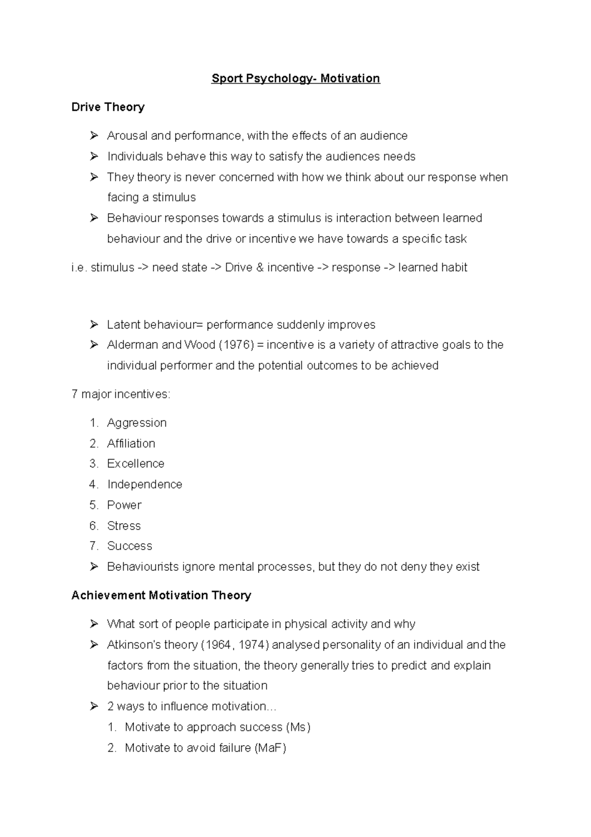 Sport Psychology- Motivation - Sport Psychology- Motivation Drive ...