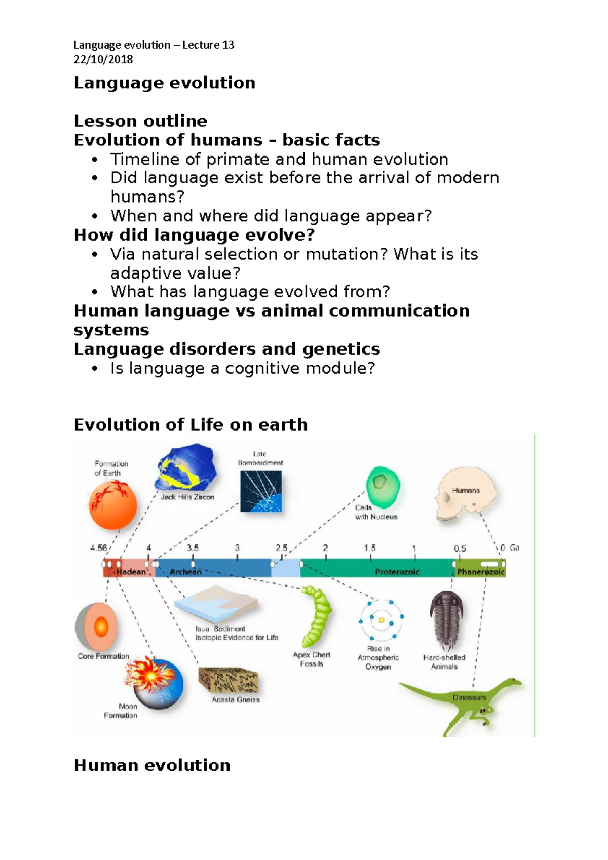 Language evolution - lecture 13 - 22/10/ Language evolution Lesson ...