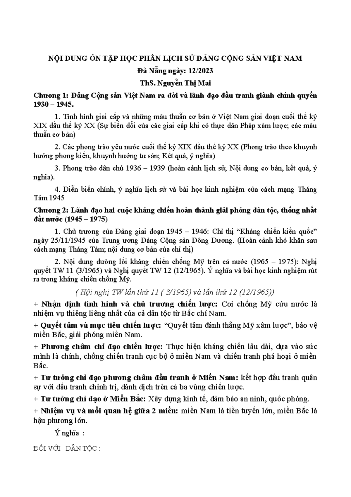 De cuong on tap LSD - Summary Lịch sử đảng - NỘI DUNG ÔN TẬP HỌC PHẦN ...