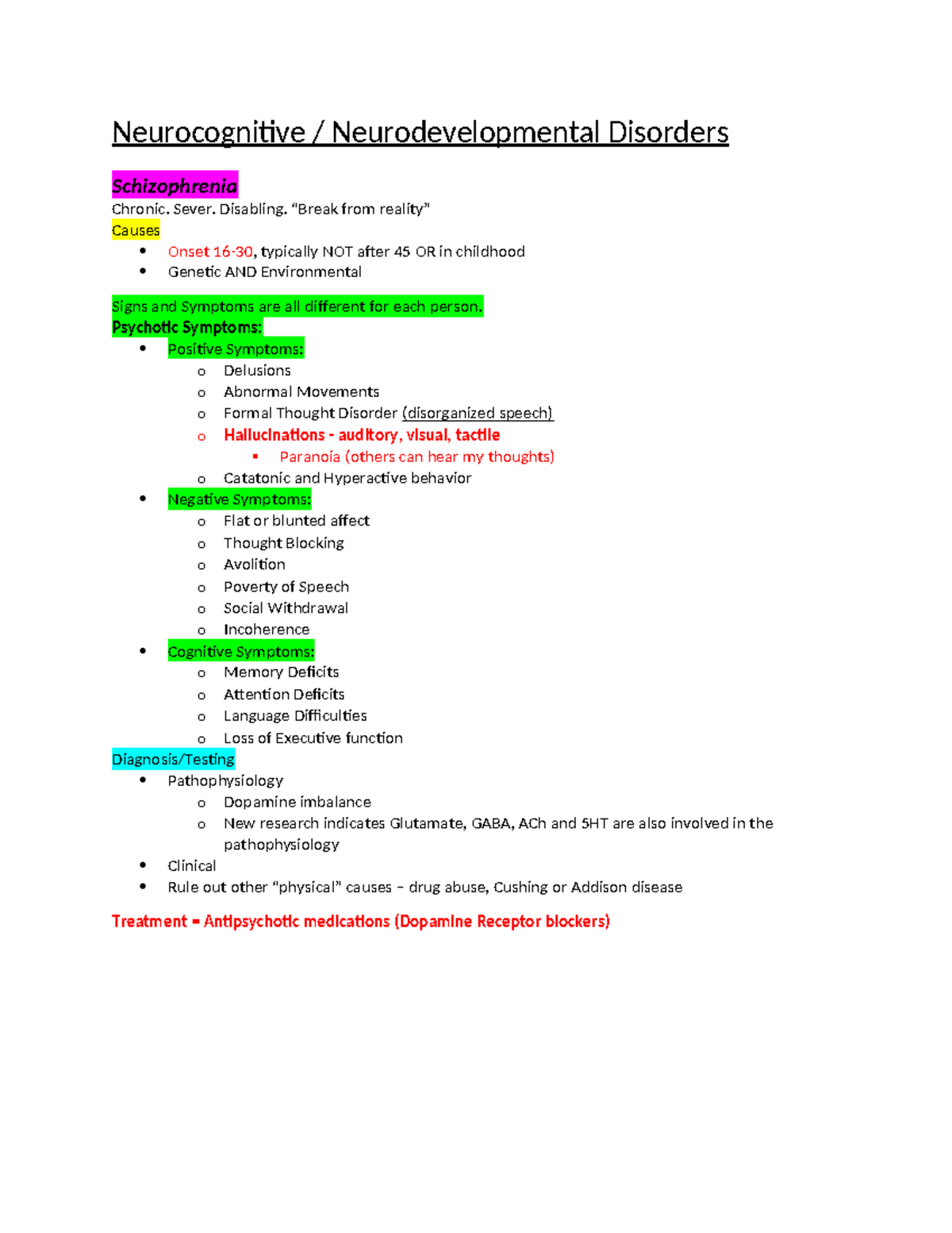 Neurocognitive Neurodevelopmental Disorders - Neurocognitive ...