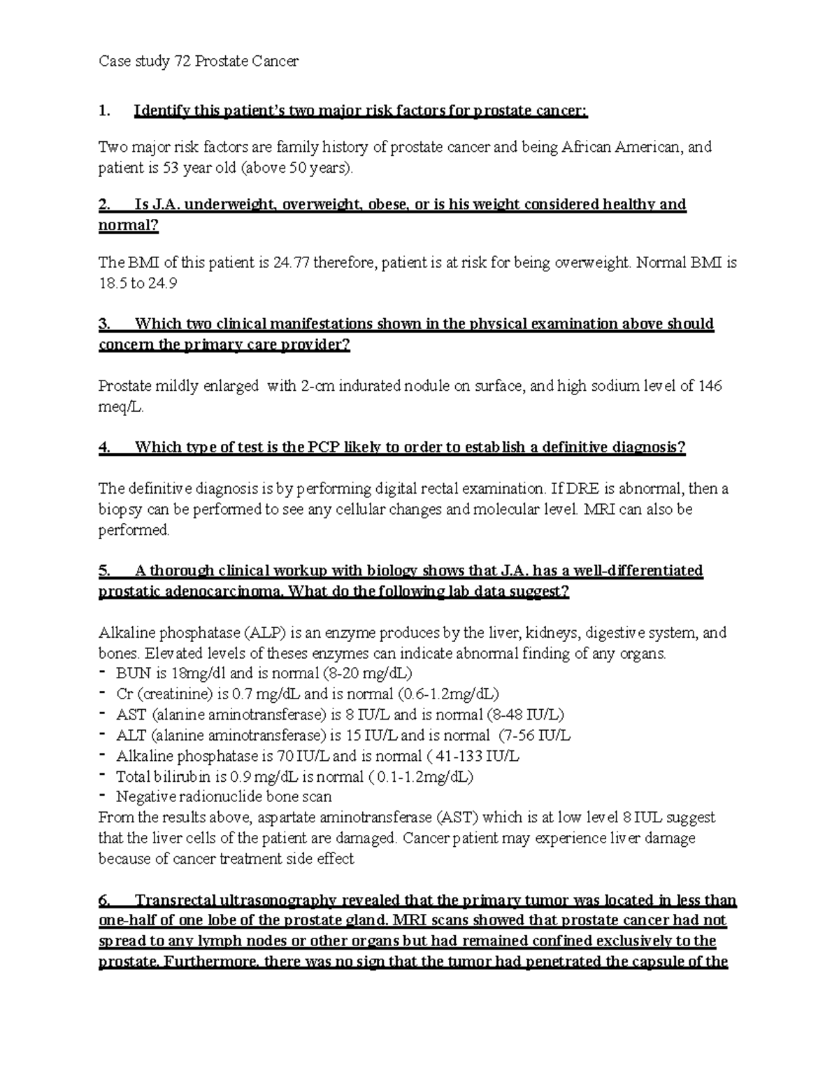 Case study 72 Prostate Cancer - Case study 72 Prostate Cancer Identify ...