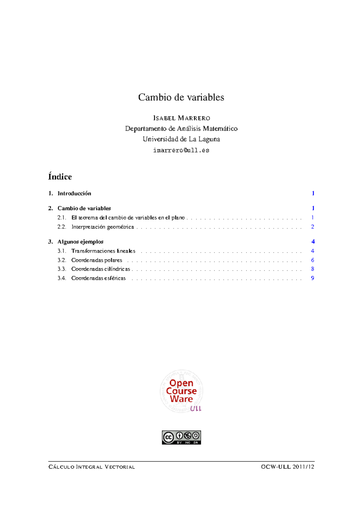 Trabajo cambio de variables - Cambio de variables ISABEL MARRERO ...